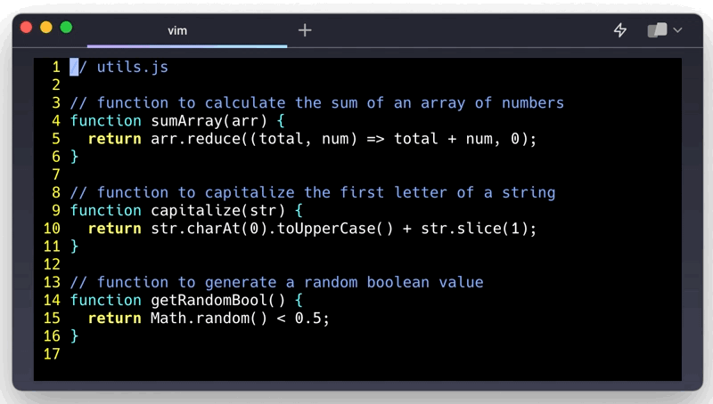 Warp: How To Go To Top of File in Vim/Vi